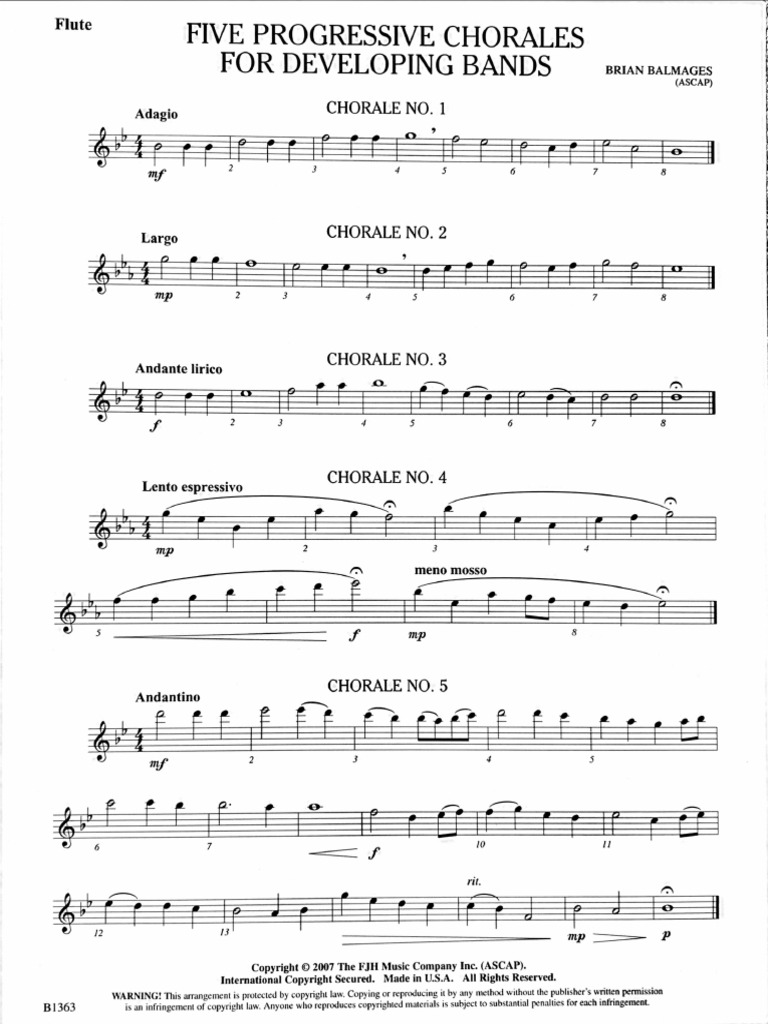 Five Progressive Chorales | PDF | Saxophone | Copyright