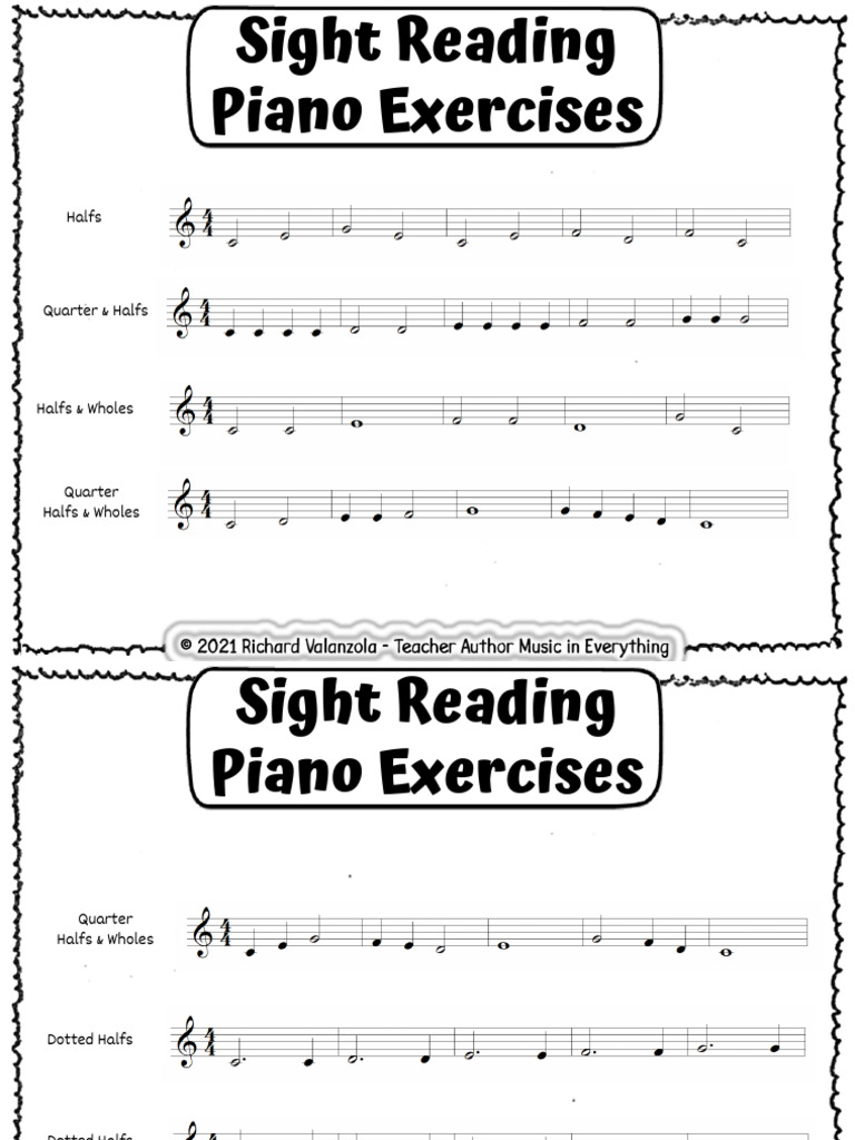 7 - Sight Reading Piano Exercises - 150 Sight Reading Exercises Easy To ...