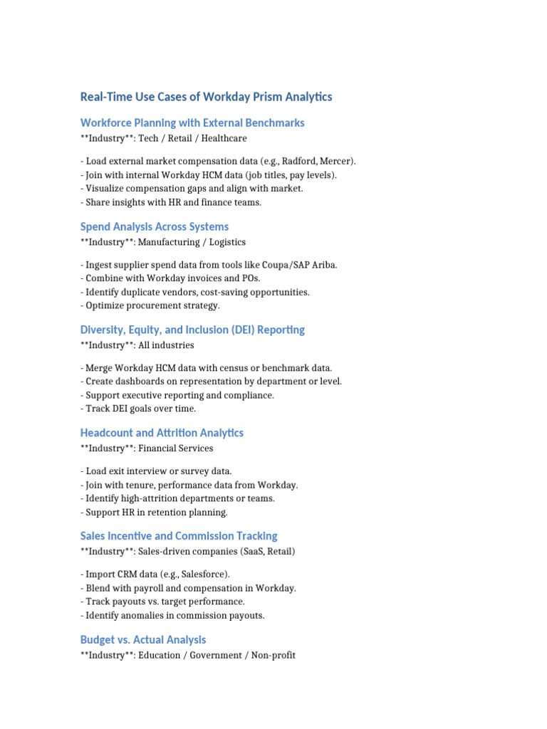 Workday Prism Use Cases | PDF