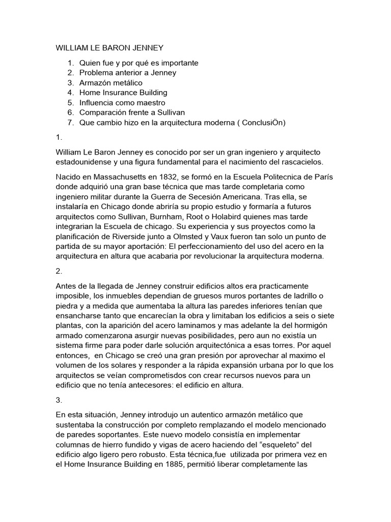 William Le Baron Jenney y el Rascacielos | PDF | Bienes raíces | Diseño ...