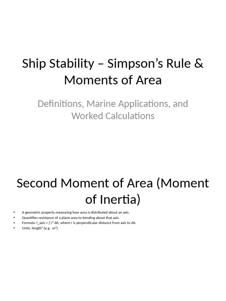 Ship Stability: Simpson’s Rule & Moments | PDF | Mechanics | Euclidean ...