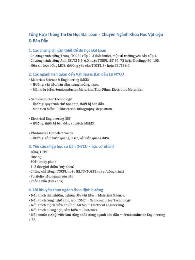 Tong Hop Du Hoc Dai Loan NYCU | PDF