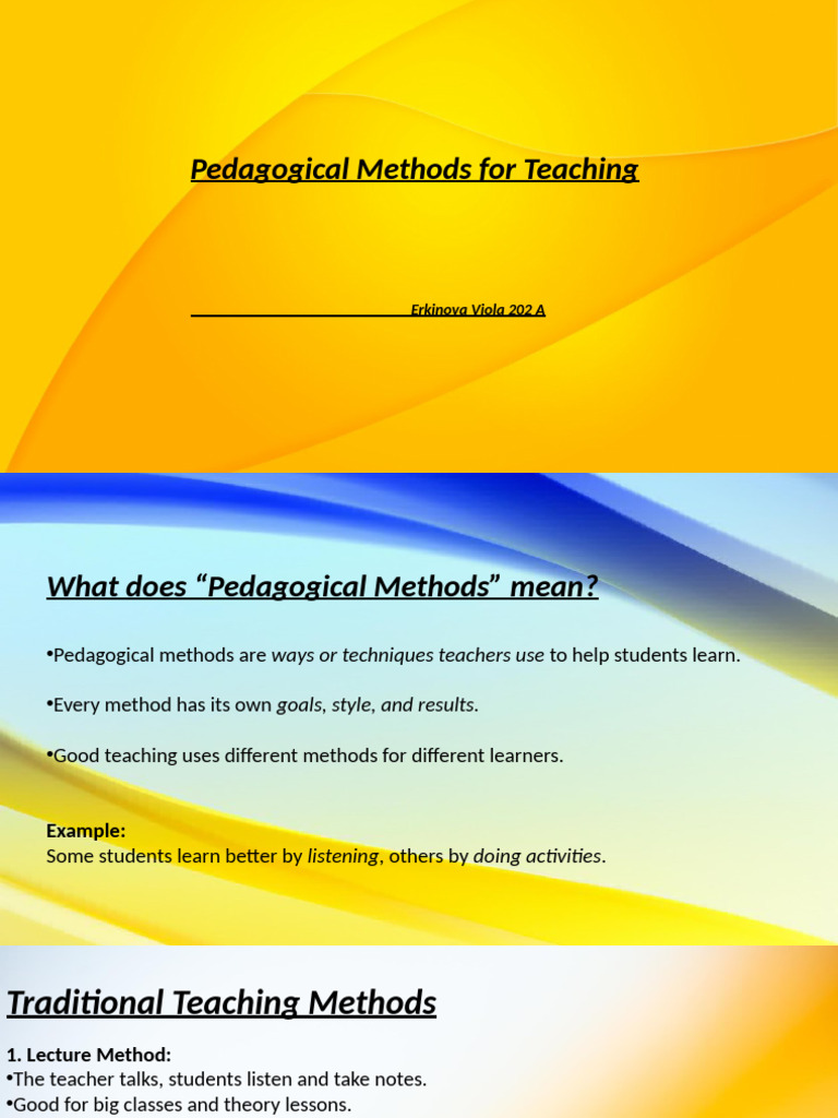 Pedagogical Methods for Teaching Lecture 4 | PDF | Pedagogy | Teaching ...