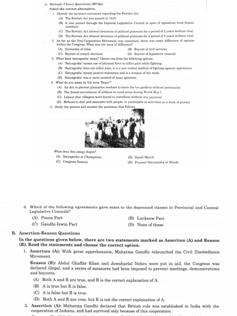 Revision Sheet - Nationalism in India | PDF