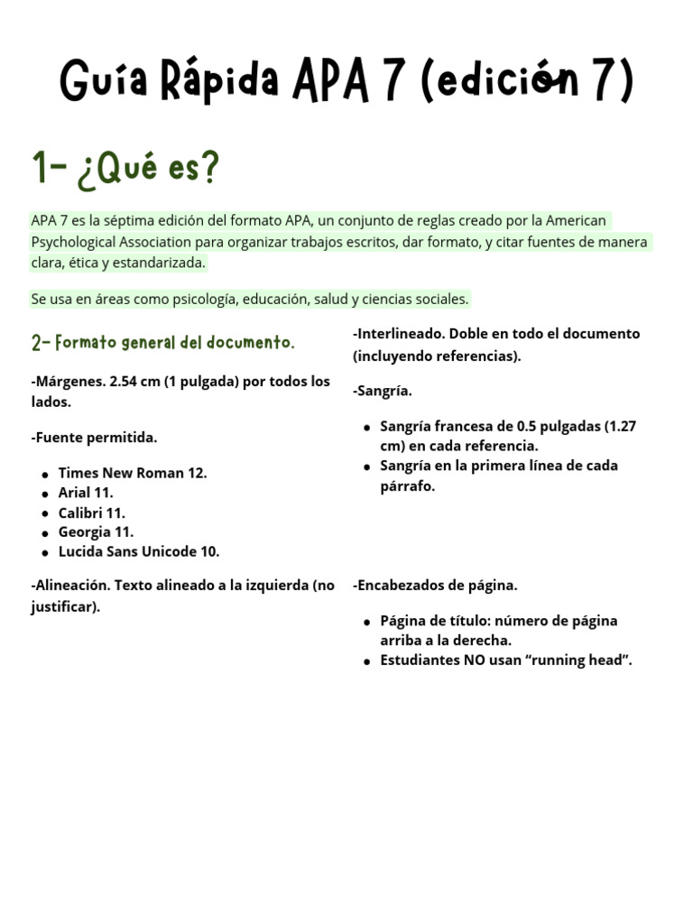Guía Rápida Formato APA 7 | PDF | Estilo apa | Sicología