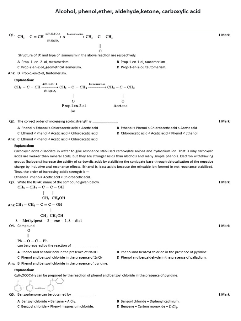 Alc,Phe ,Eth,Ald and Car Acid-soln | PDF | Carbon Compounds | Organic ...