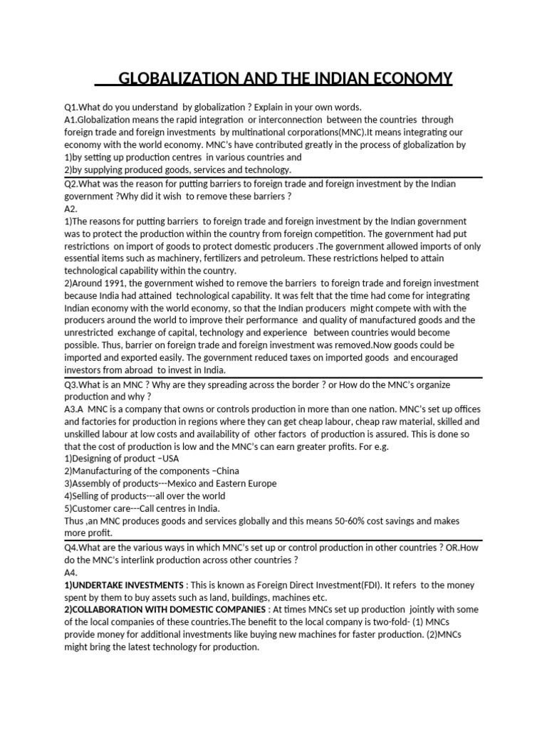 Globalization's Impact on India's Economy | PDF | Globalization ...
