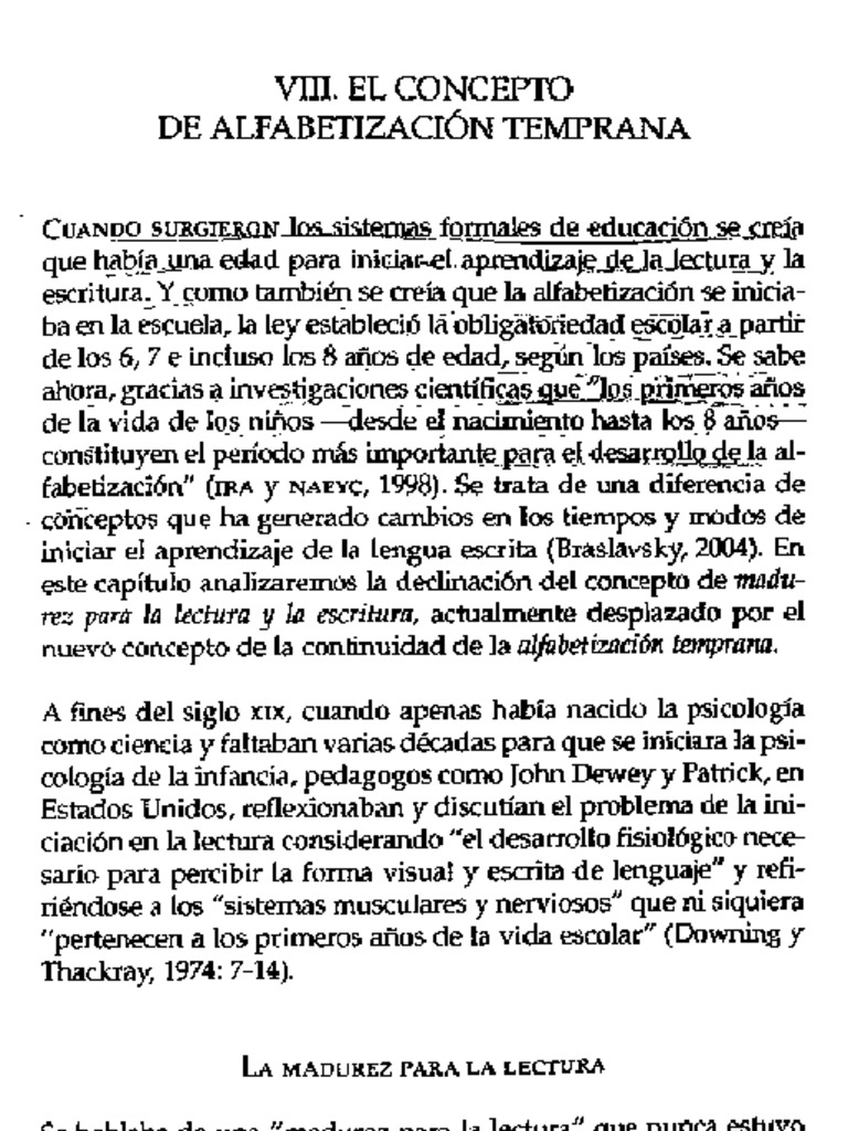 Braslavsky Berta - El Concepto de Alfabetizacion Temprana | PDF