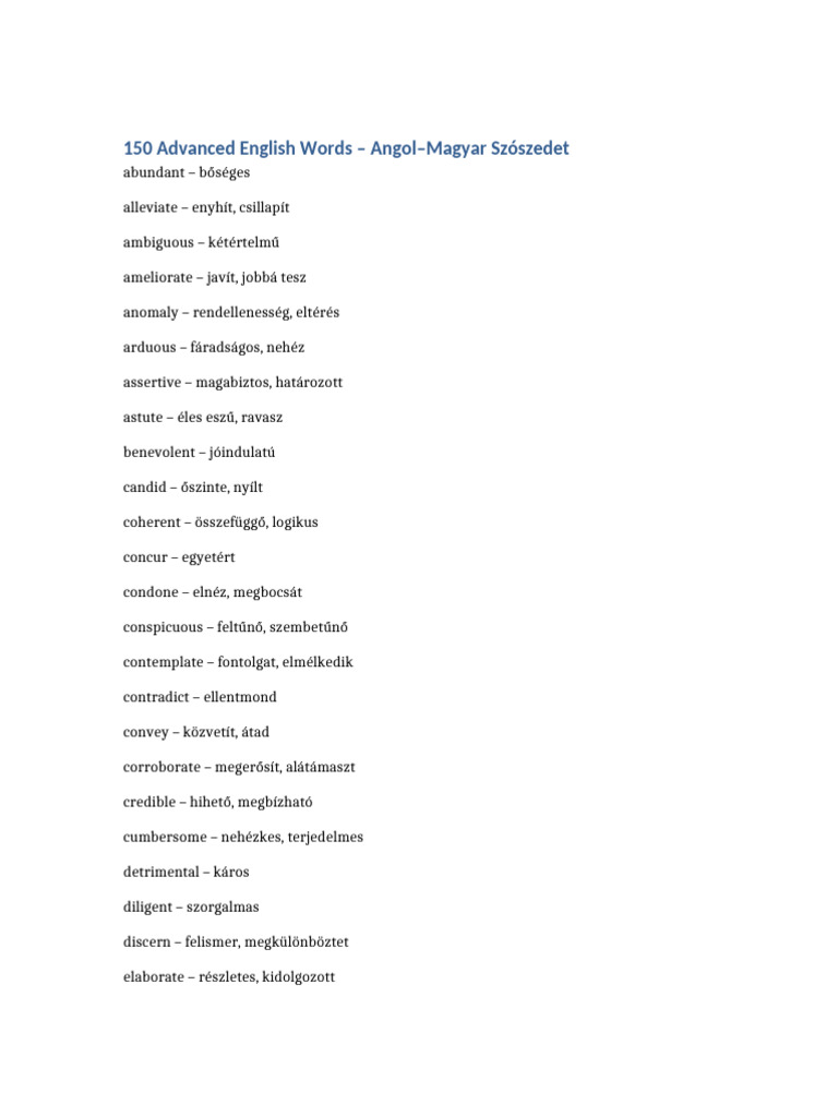 150 Advanced Words | PDF