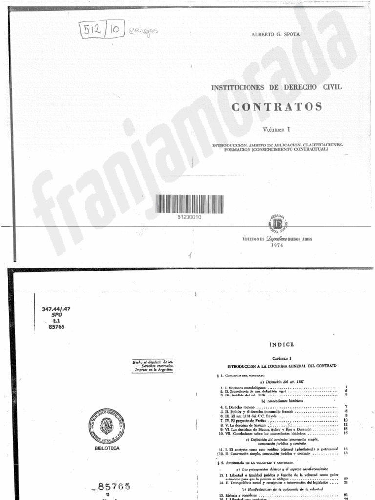 Instituciones de Dcho. Civil Contratos Tomo I Spota | PDF