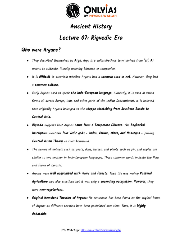 Ancient History 07 - Daily Class Notes | PDF | Vedas