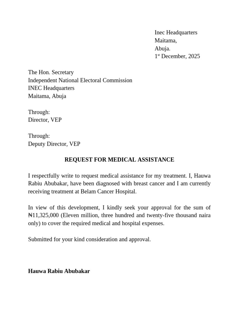 Request For Medical Assistance | PDF