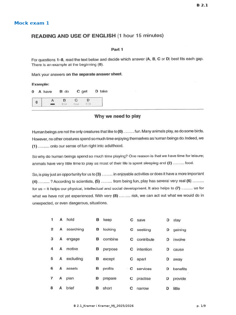 Mock Exam 1 - To Practice | PDF