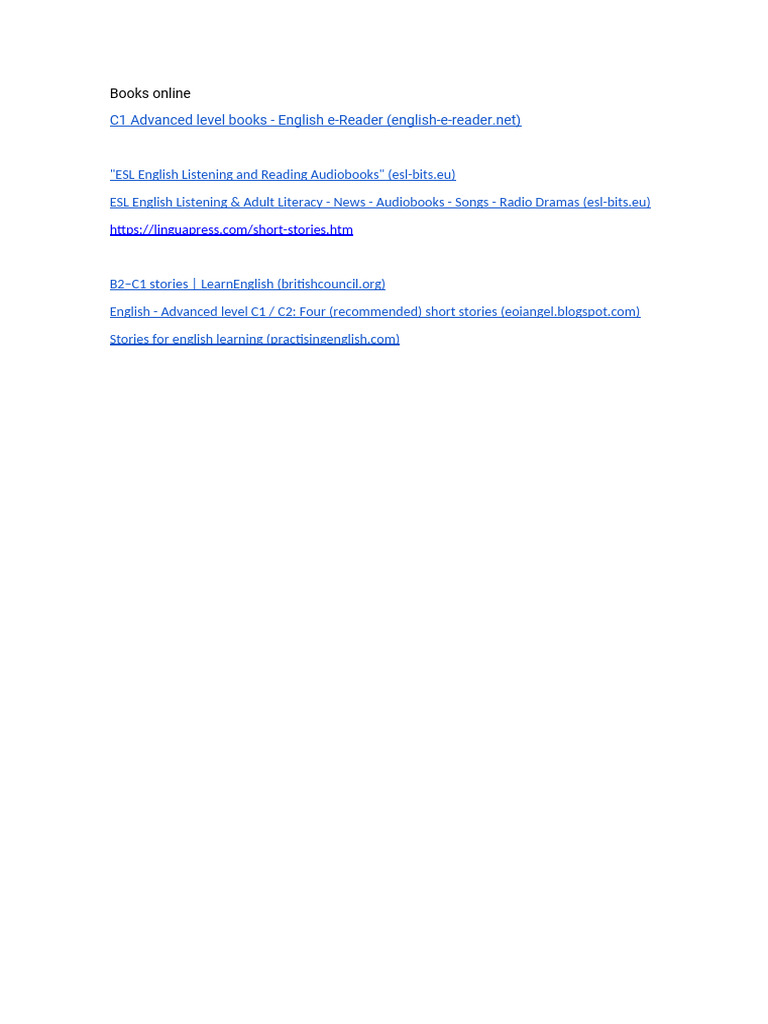 Reading Websites (Stories and Books) | PDF