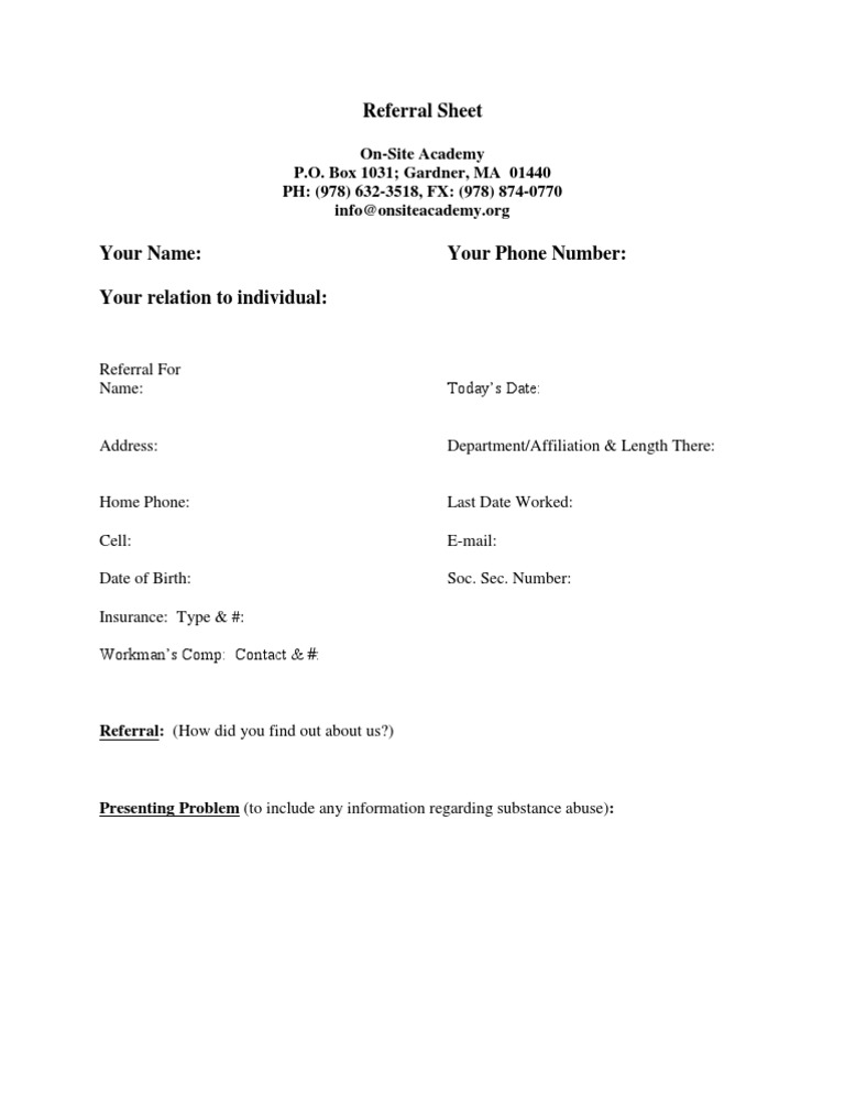 Referral Sheet | PDF