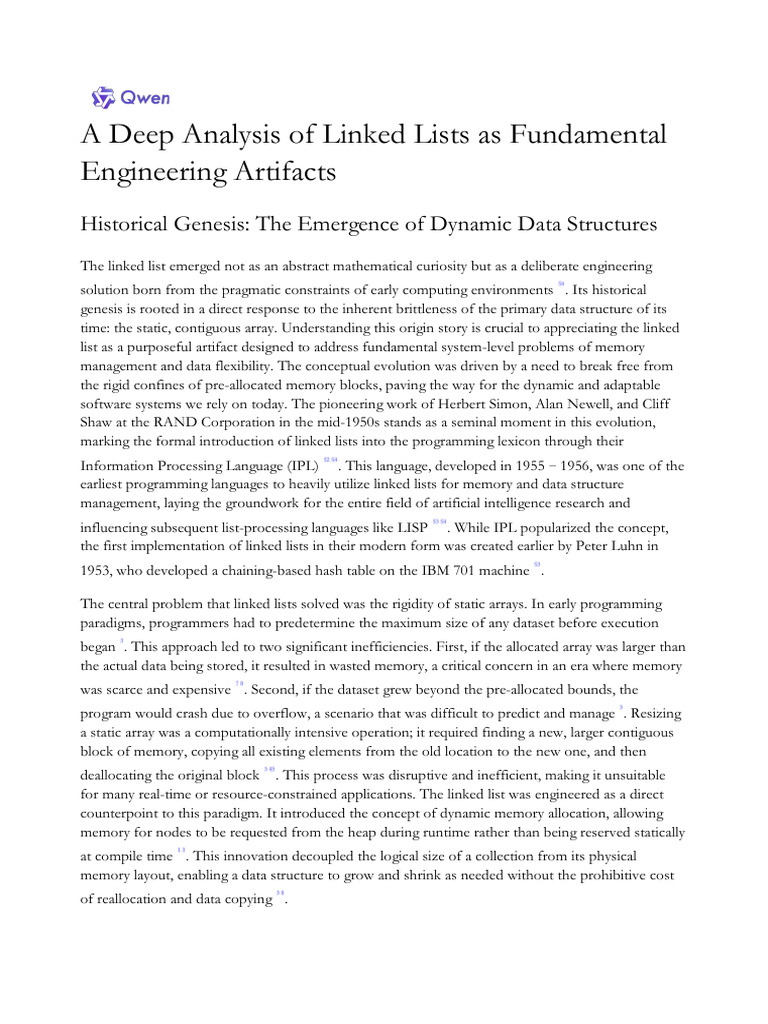 A Deep Analysis of Linked Lists As Fundamental Engineering Artifacts ...