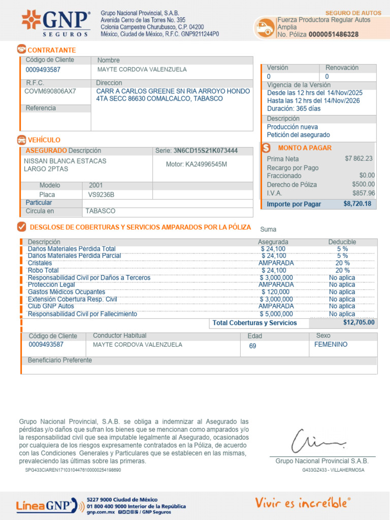Póliza de Seguro de Auto 2025-2026 | PDF | Póliza de seguros | Derecho ...