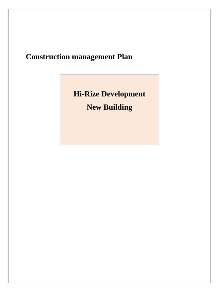 Construction Management Plan | PDF | Risk | Project Management