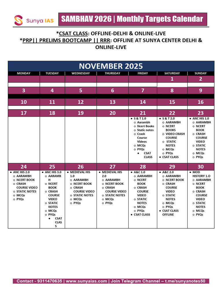 21st Nov Calender | PDF
