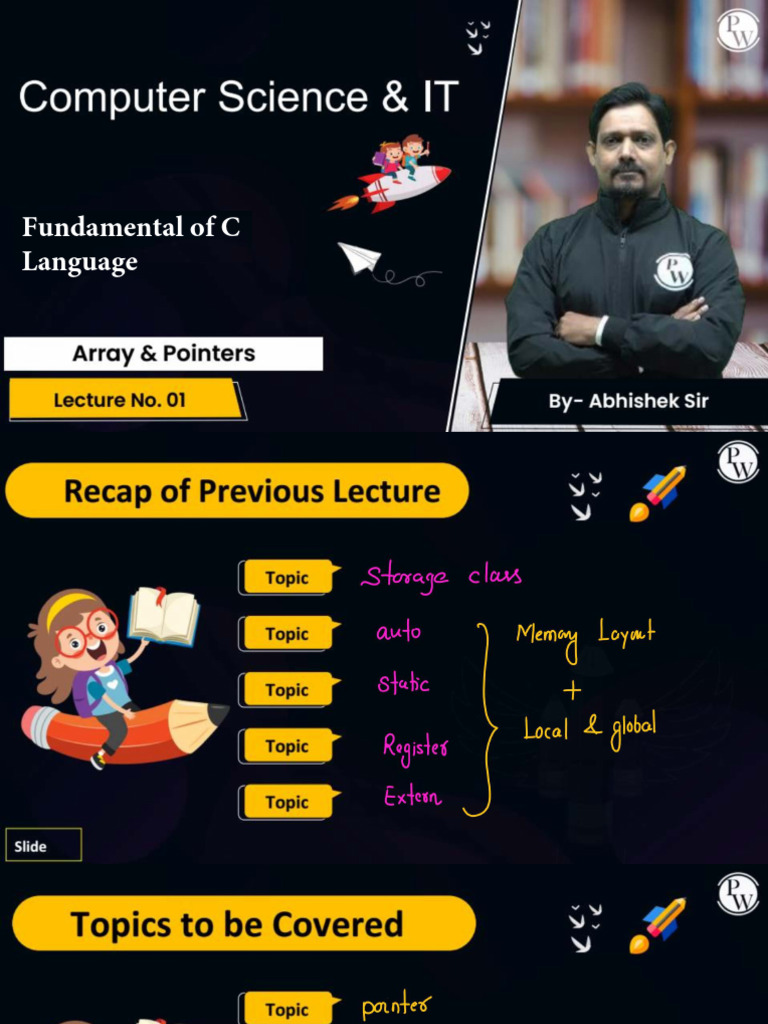 Array & Pointer 01 Class Notes | PDF