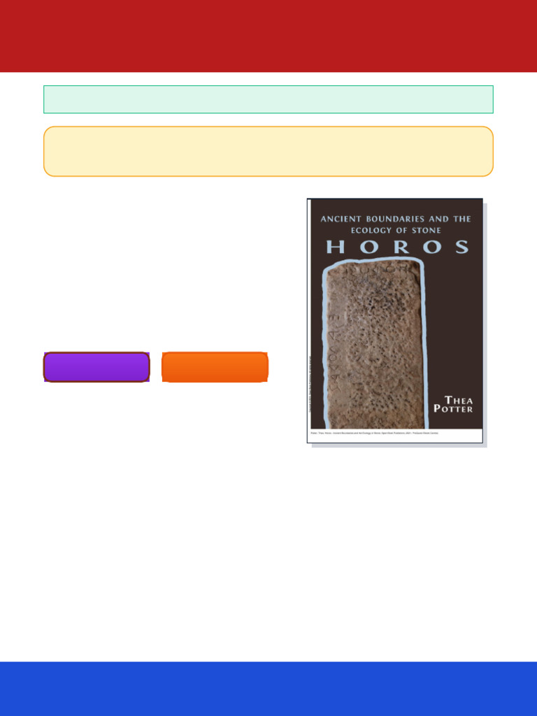 Horos Ancient Boundaries and the Ecology of Stone 1st Edition Thea ...
