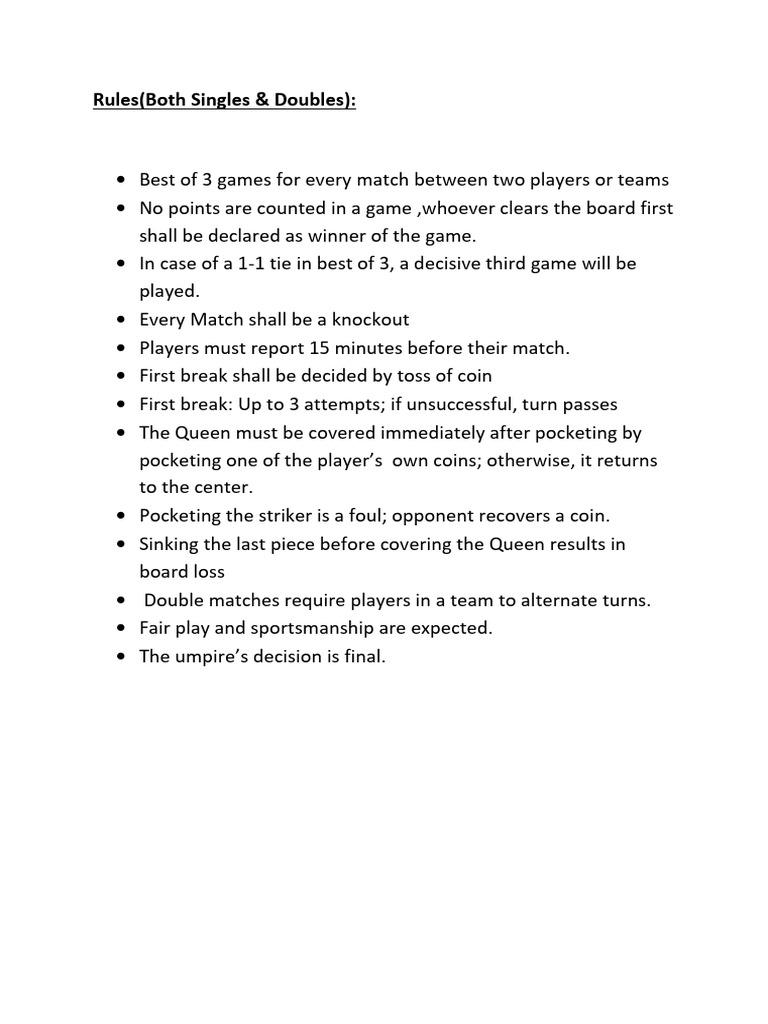 Knockout Game Rules for Singles & Doubles | PDF
