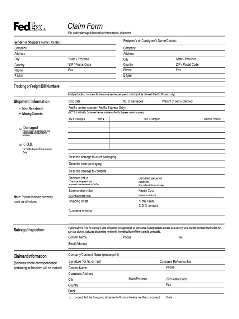 FedEX Form (1) | PDF | Cargo | Receipt