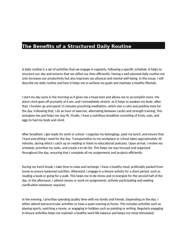 The Benefits of A Structured Daily Routine | PDF | Determinants Of Health