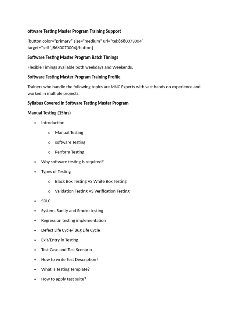 Software Testing Master Program_Index'S_details | PDF | Selenium ...