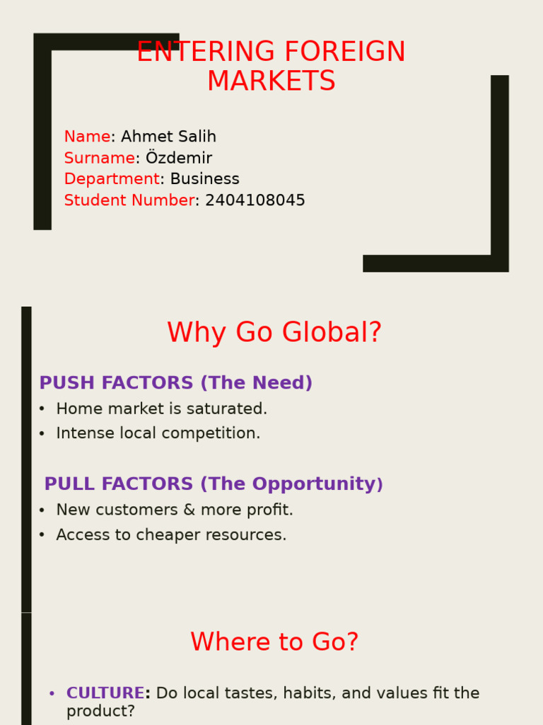 Strategies for Entering Foreign Markets | PDF