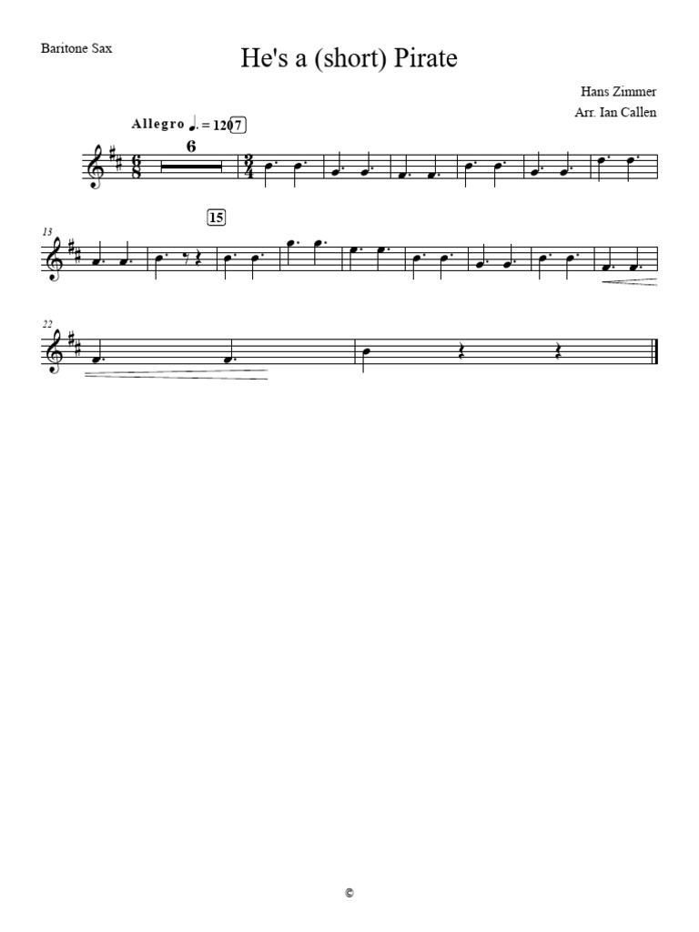He's A Short Pirate - Baritone Sax | PDF