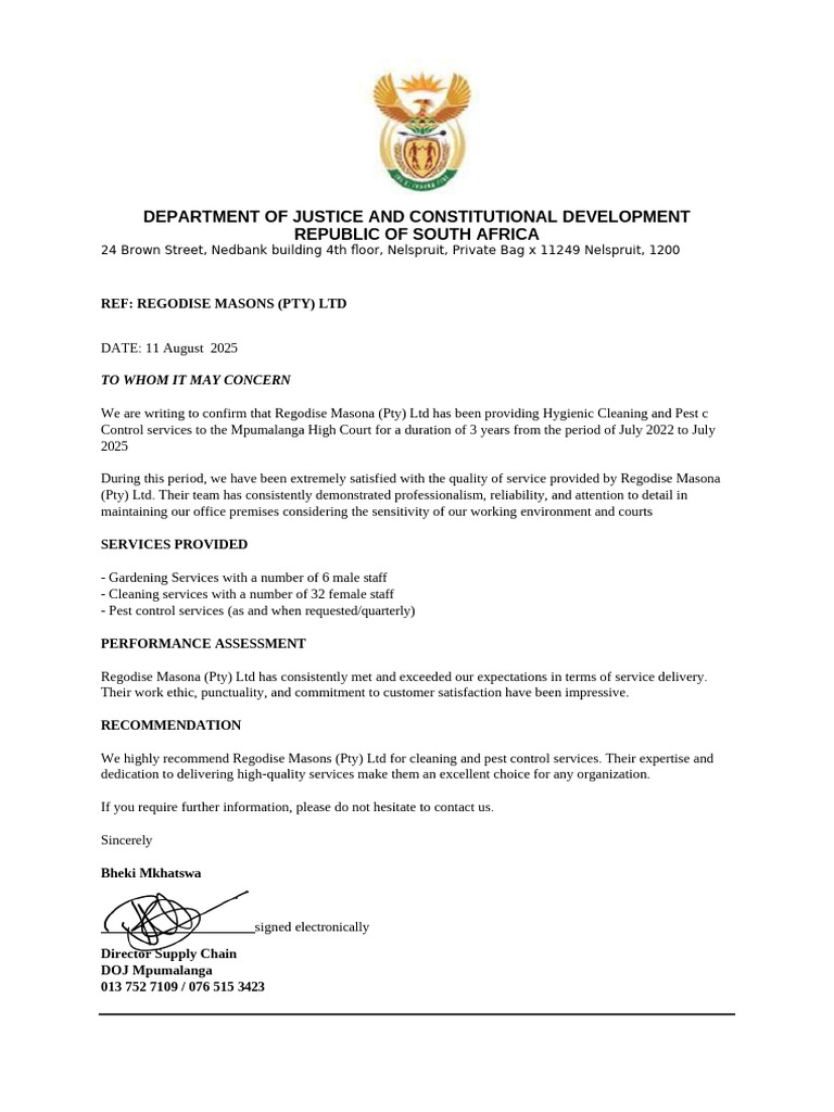 Doj Reference Letter | PDF