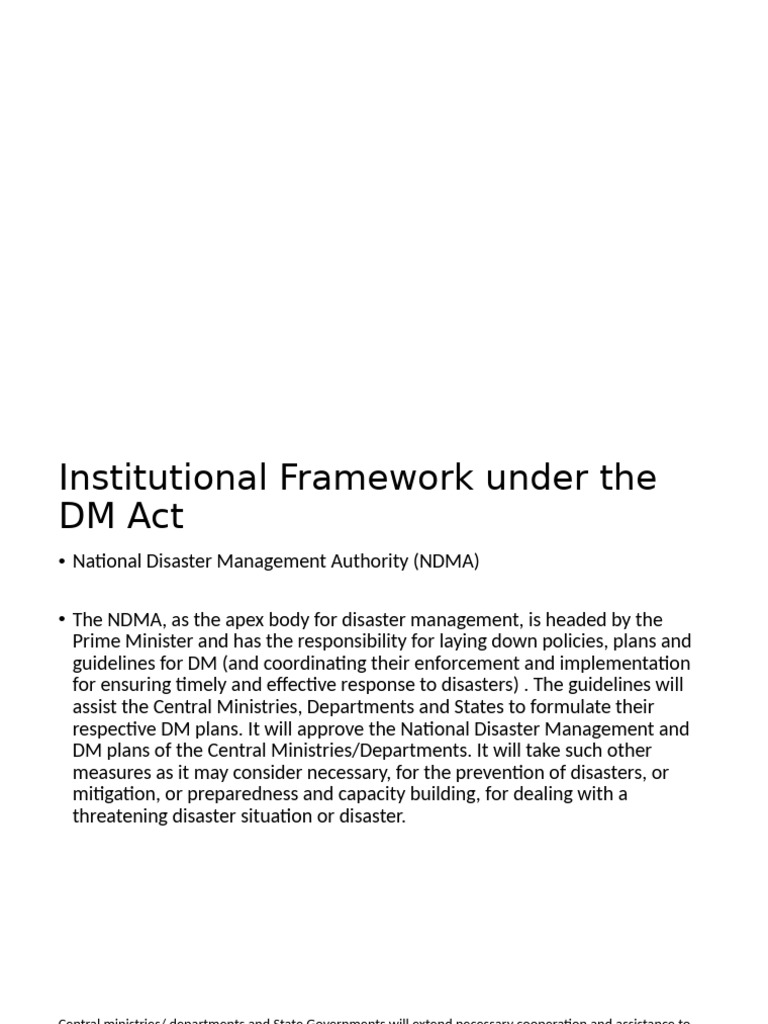Institutional Framework for Disaster Management | PDF | Geographic ...