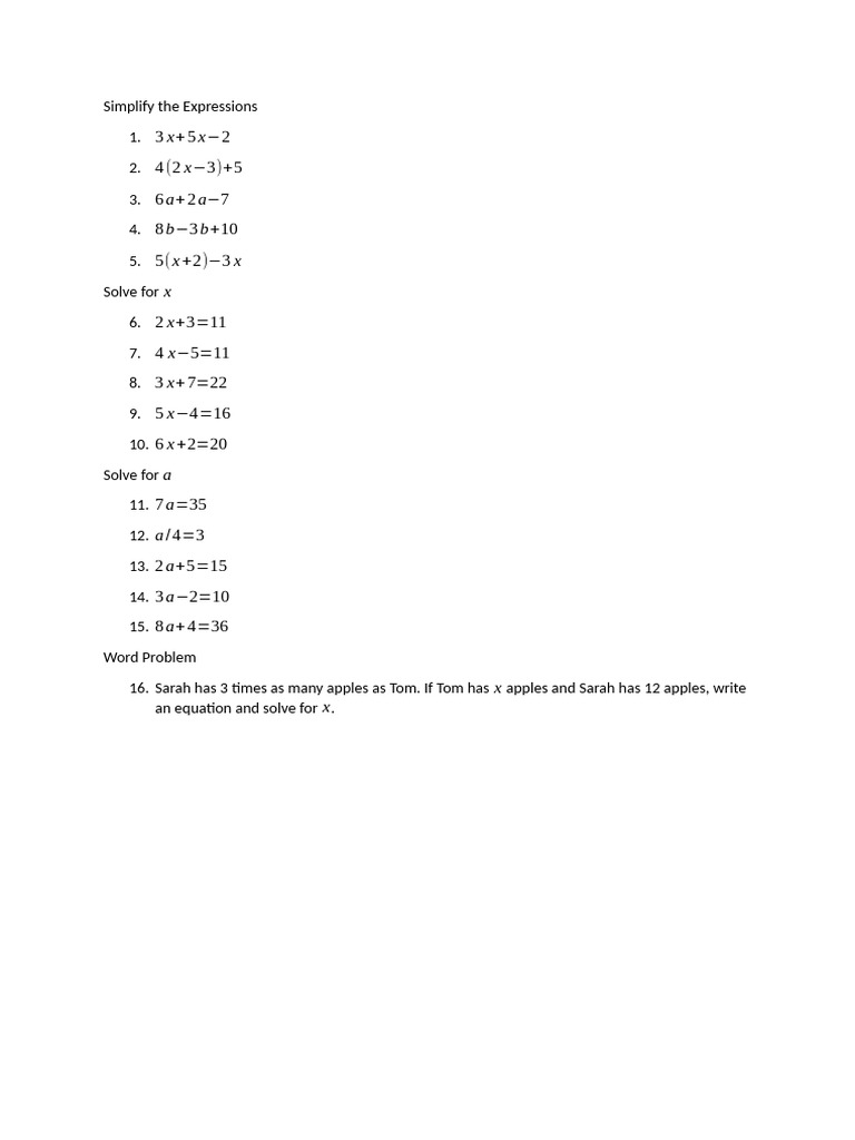 Simplifying Expressions and Solving Equations | PDF