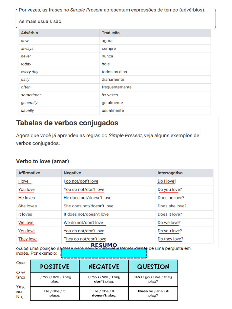 Simple Present Pronomes I We You They | PDF
