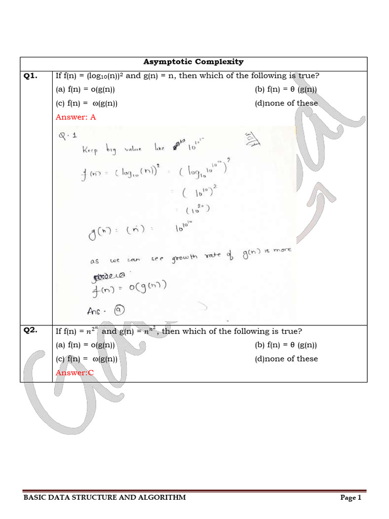 Asymptotic Complexity Basic Solution | PDF | Mathematics | Mathematical ...