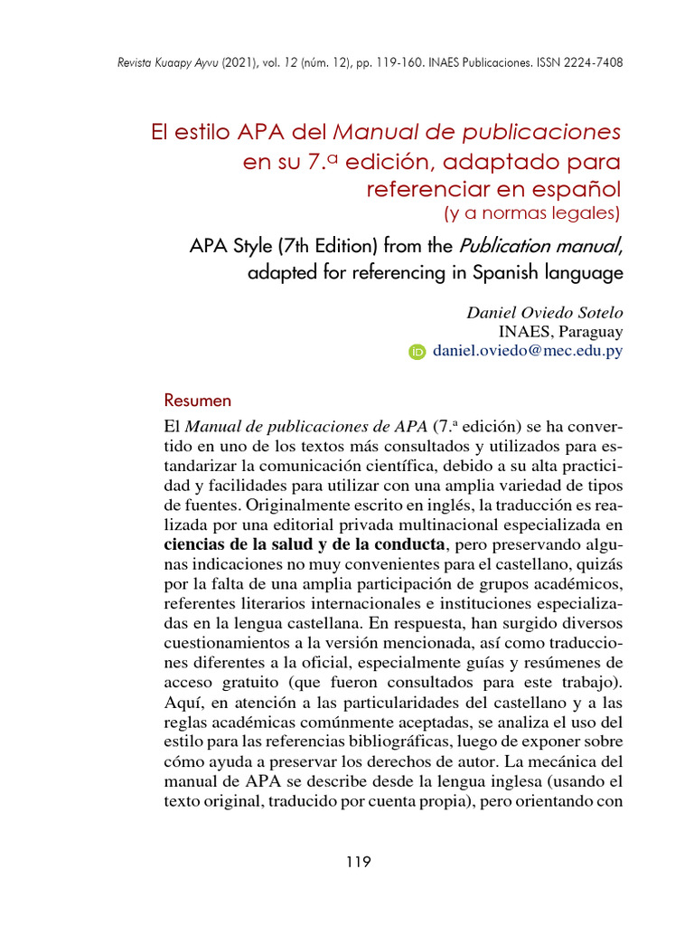 El Estilo APA Del Manual de Publicacione | PDF | Estilo apa | Bibliografía
