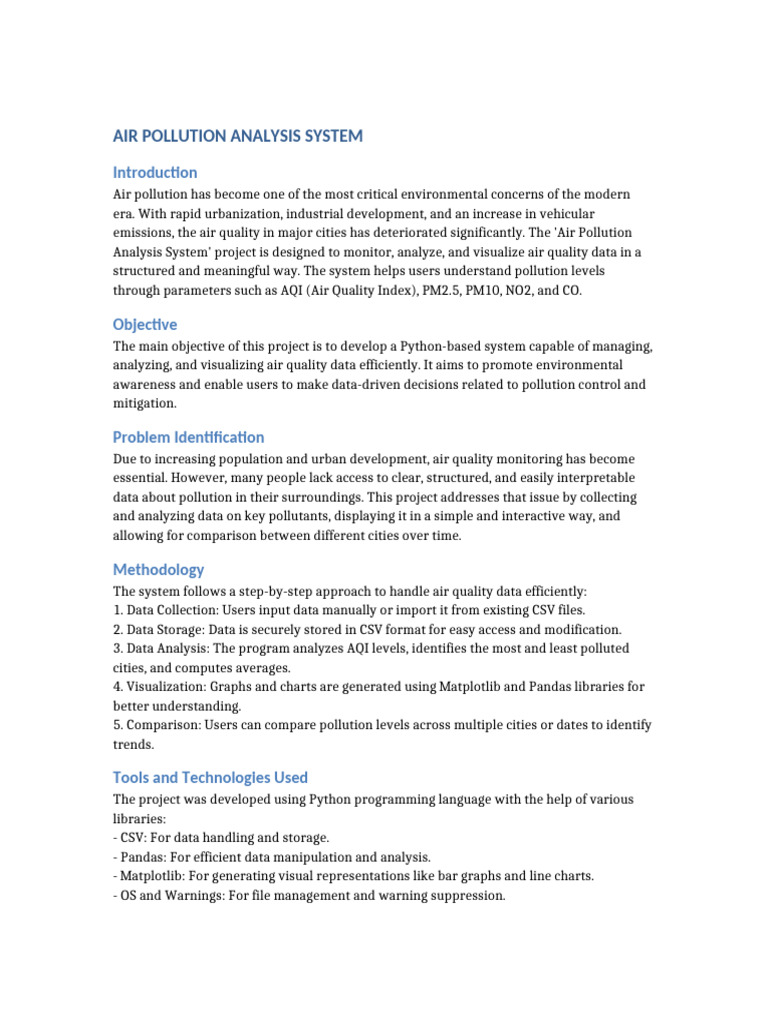 Air_Pollution_Analysis_System_Project_Report | PDF | Data | Computing