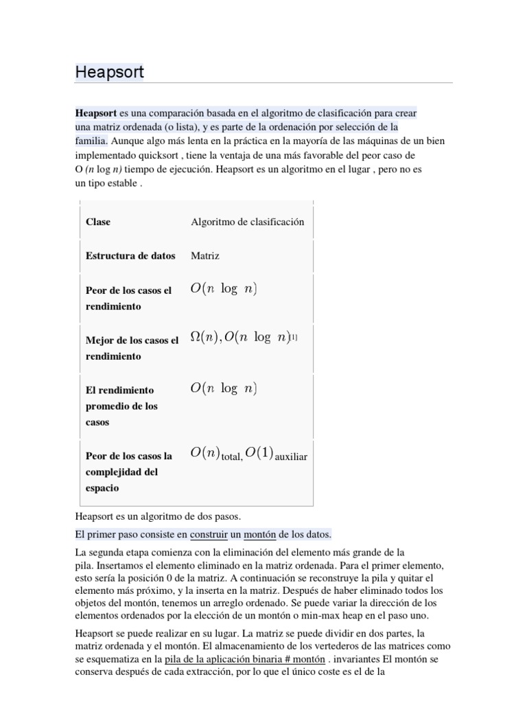 Heap Sort | PDF | Estructura de datos de matriz | Conceptos matemáticos