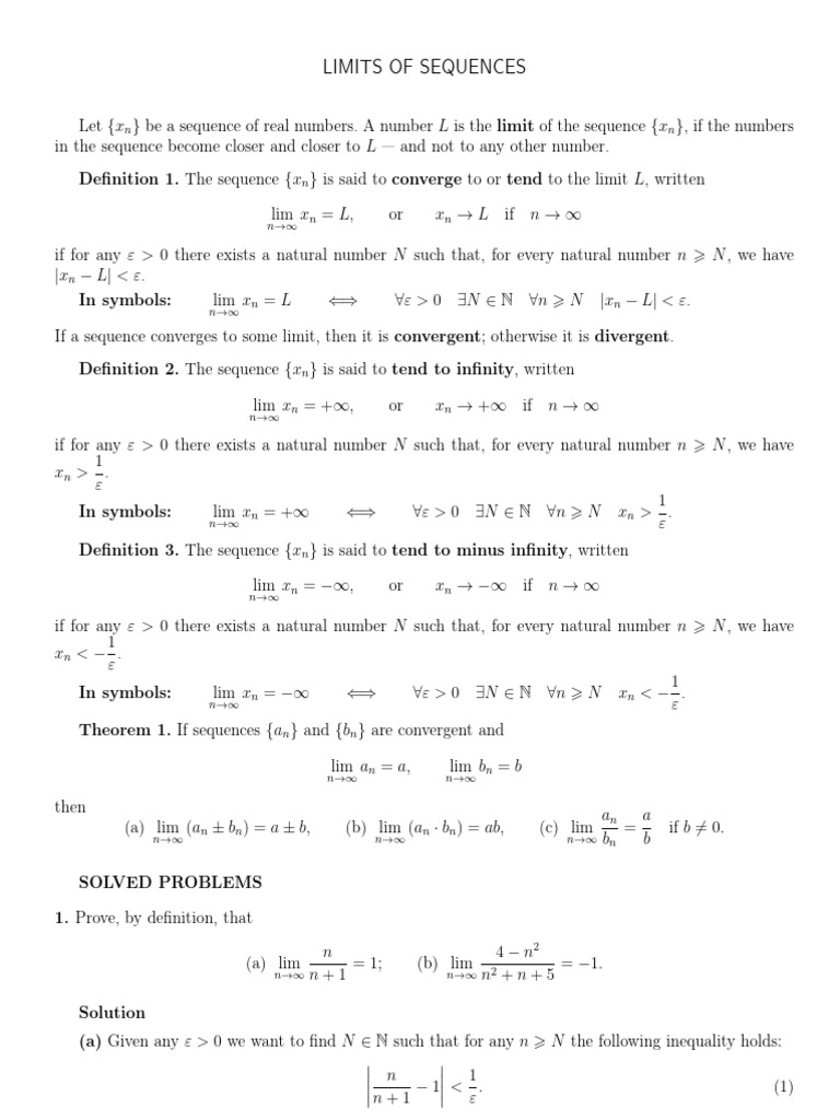 1 - 2 Sequ Limits | PDF | Limit (Mathematics) | Mathematical Concepts