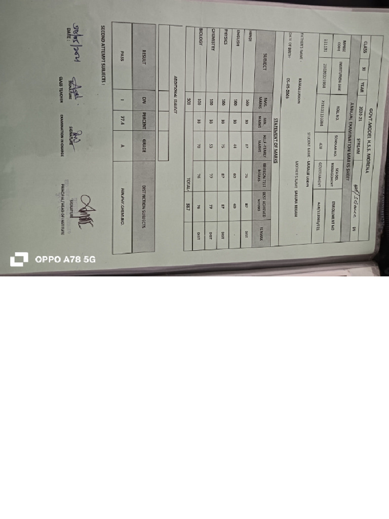 Document of Marksheet | PDF