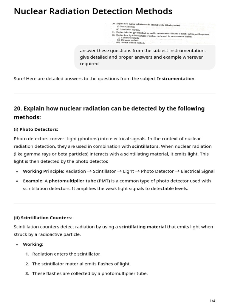 Nuclear Radiation Detection Techniques | PDF | Radiation | Forms Of Energy