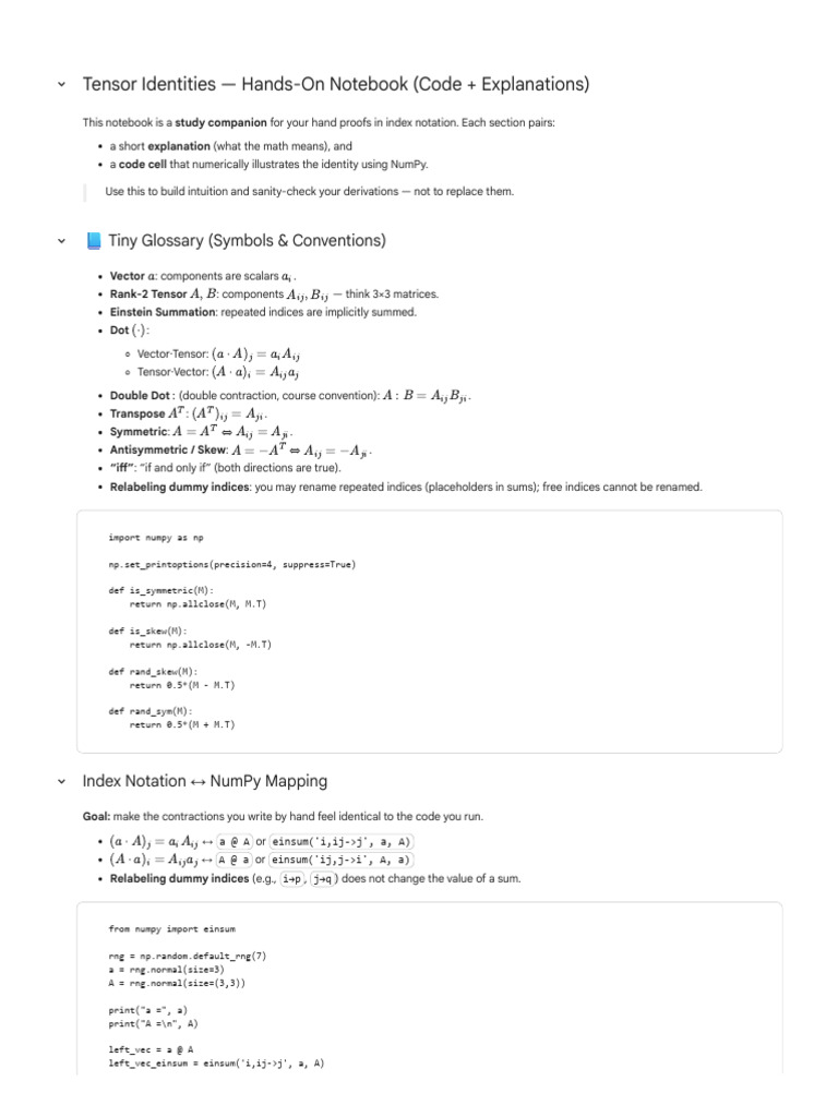 Tensor Identities Study Notebook - Ipynb - Colab | PDF | Tensor ...