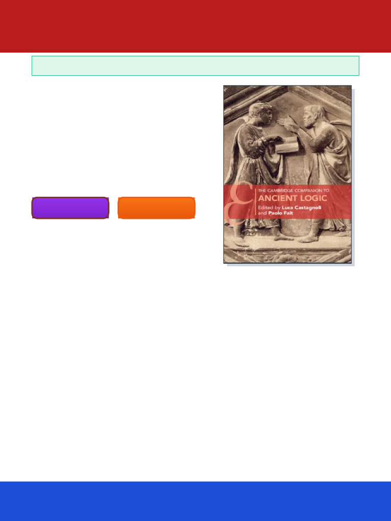 The Cambridge Companion To Ancient Logic 1st Edition Luca Castagnoli ...