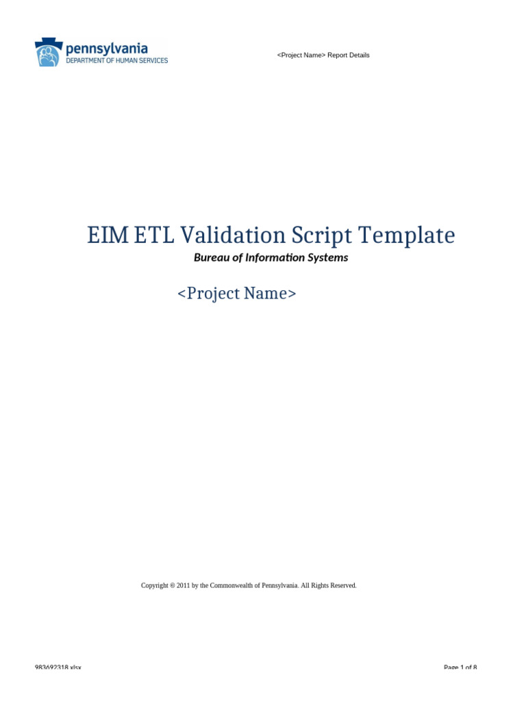 EIM ETL Validation Script Template | PDF