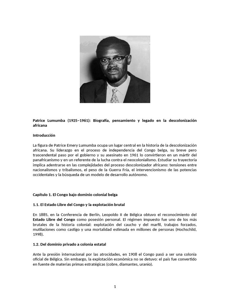 Lumumba: Biografía y legado en África | PDF | República Democrática del ...