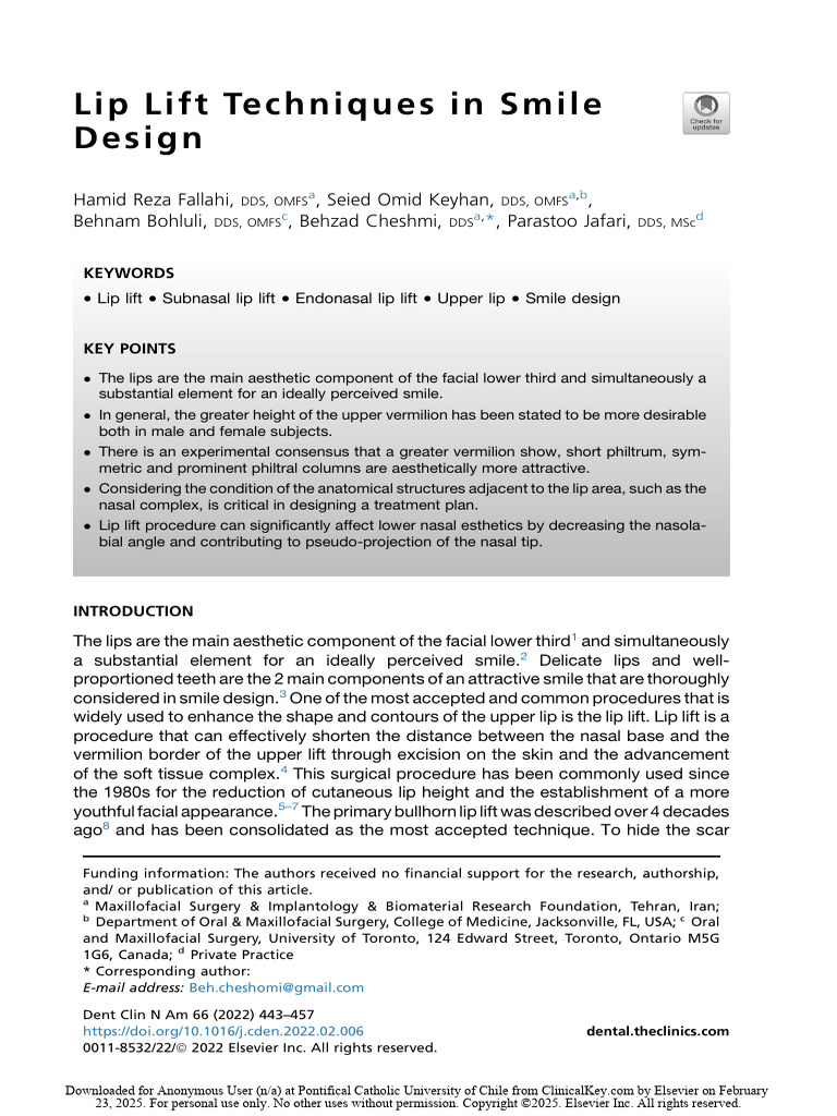 Lip Lift Techniques in Smile Design | PDF | Lip