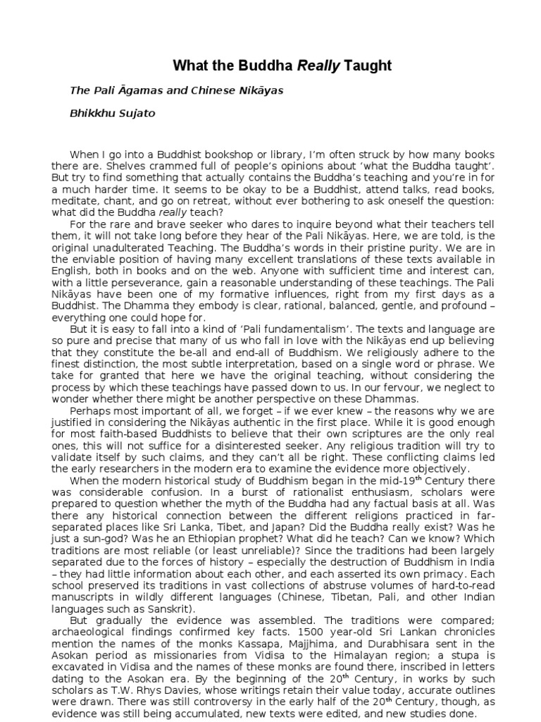 What The Buddha Really Taught | PDF | Buddhist Texts | Pali