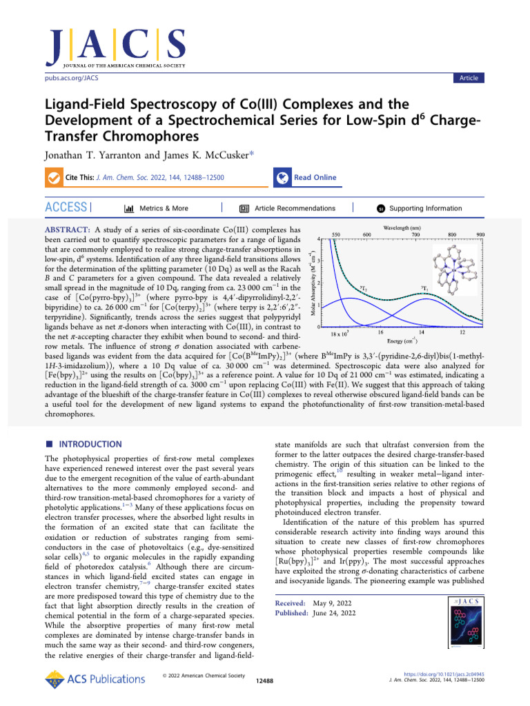 Co(III) Complexes: Ligand-Field Spectroscopy | PDF | Coordination ...