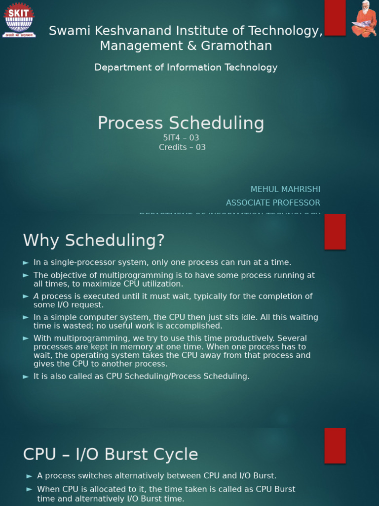 Operating System - Process Scheduling | PDF | Scheduling (Computing ...